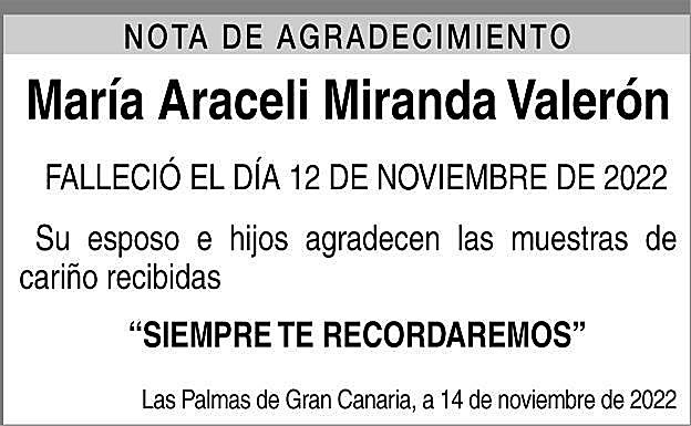 María Araceli Miranda Valerón | Canarias7